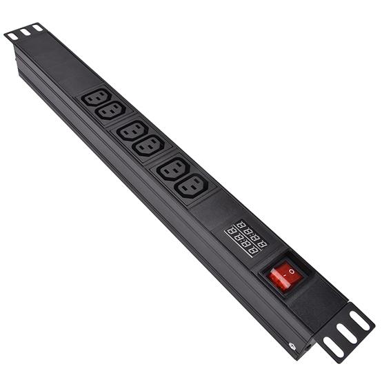 6 Way IEC Type PDU Extension Socket With On/Off Switch, Overload Protector